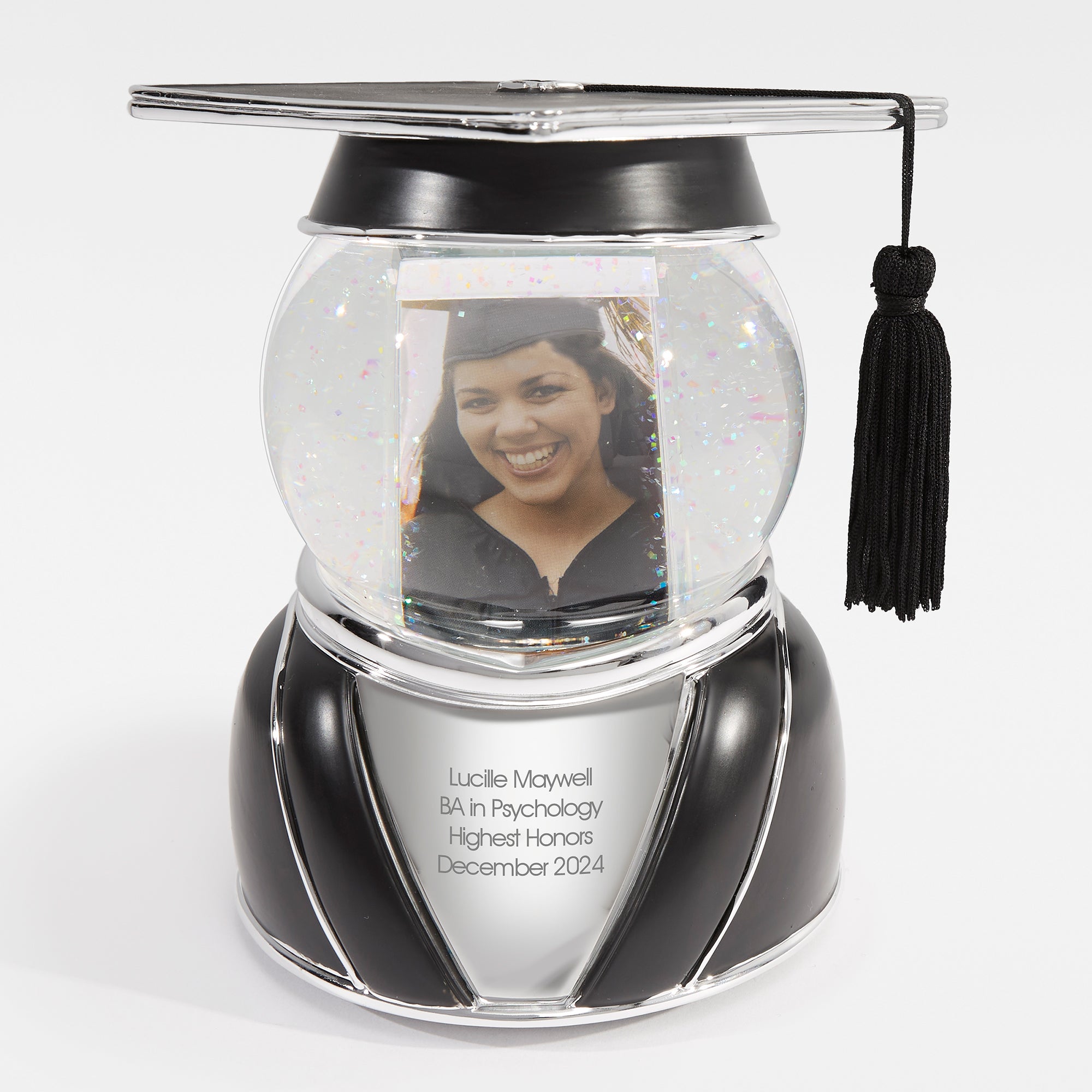 48845 - Engraved Graduation Cap Photo Snow Globe