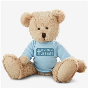 Personalized Religious Teddy Bear - God Bless - Blue