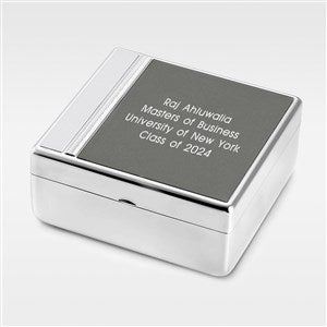 Engraved Graduation Keepsake Box Silver and Gunmetal