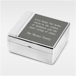 Engraved Family Silver and Gunmetal Keepsake Box