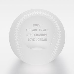 Engraved Message Glass Baseball for Him