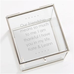 Engraved Friendship Glass Jewelry Box - Silver
