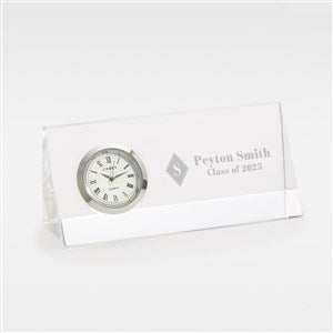 Engraved Graduation Crystal Desk Clock Name Plate