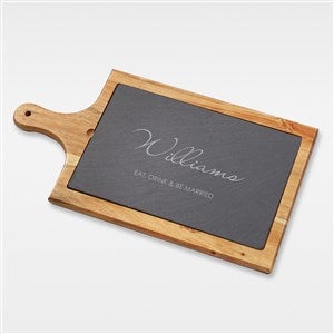 Engraved Wedding Slate & Wood Paddle