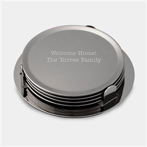 Engraved Entertaining Gunmetal Coaster Set with Holder