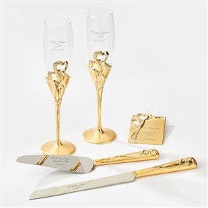 Engraved Gold Intertwined Heart Gift Set