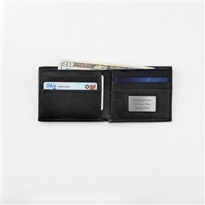 Engraved Black Leather RFID Wallet
