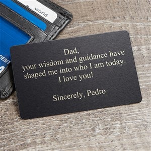 Engraved Message Black Metal Wallet Card