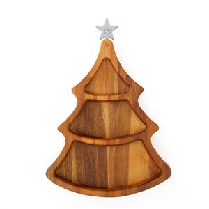 Engraved Nambé Christmas Tree Serving Dish with Spoon