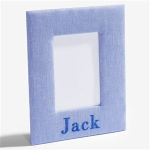 Personalized Micro Striped Cotton Baby Photo Frame - Blue