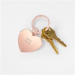 Kittenish Engraved Rose Gold Heart Keychain