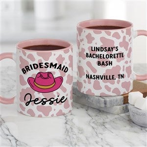 Kittenish Personalized Western Cow Print Coffee Mug - Pink
