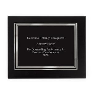 Engraved Black & Silver Recognition Plaque - Medium 5x7"