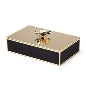 kate spade new york Large Floral Jewelry Box in Black & Gold