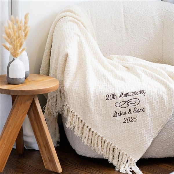 Personalized Wedding Anniversary Embroidered Afghan