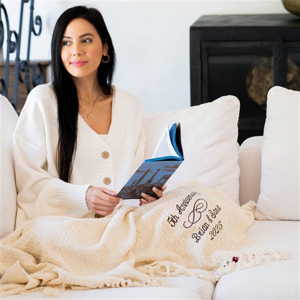 Personalized Wedding Anniversary Embroidered Afghan