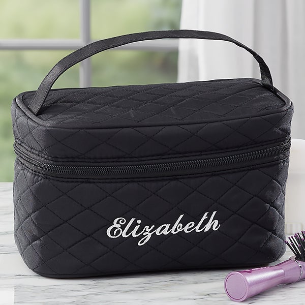 Embroidered Quilted Train Case