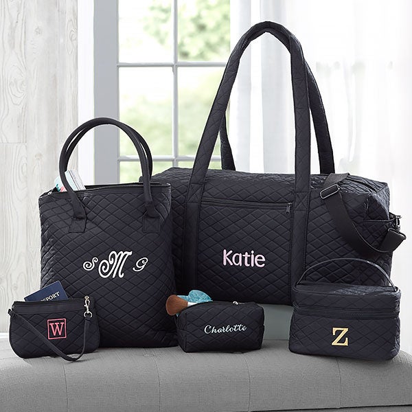 Embroidered Quilted Train Case