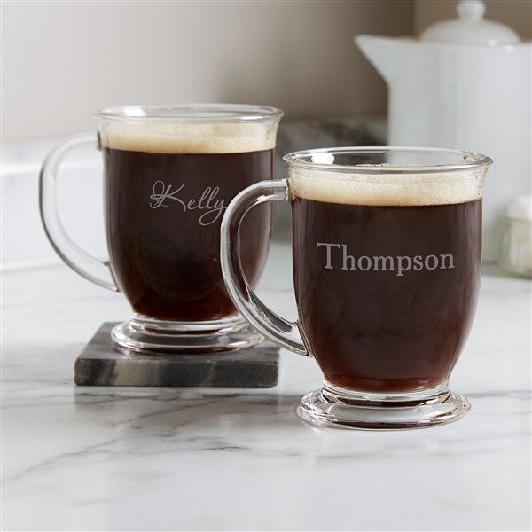Personalized Glass Coffee Mugs - Classic Celebrations