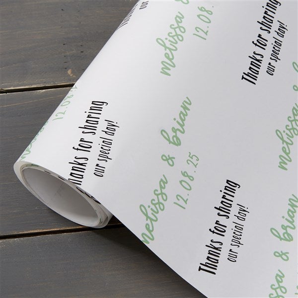 Step & Repeat Personalized Wedding Party Wrapping Paper Roll