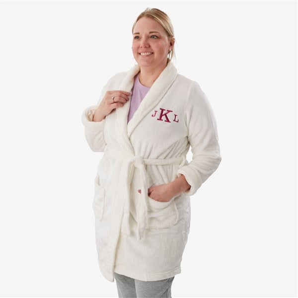 Classic Embroidered Short Fleece Robe