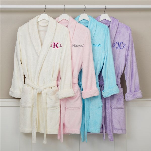 Classic Embroidered Short Fleece Robe