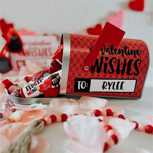 Hugs, Kisses & Valentine Wishes Personalized Valentine's Day Mailbox