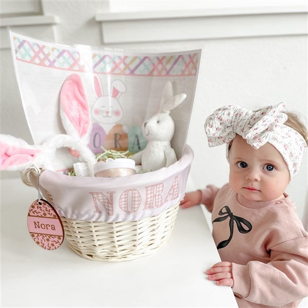 Personalized Whitewashed Wood Easter Basket Tag