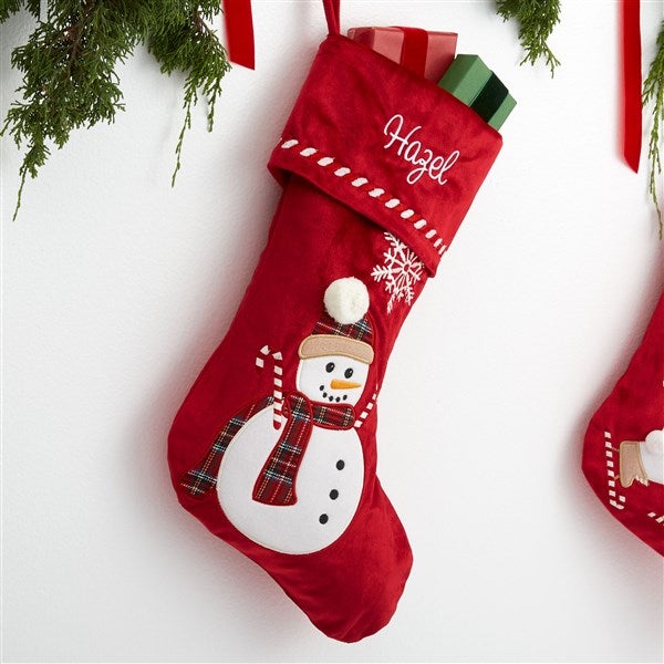 Candy Cane Snowman Personalized Christmas Stocking