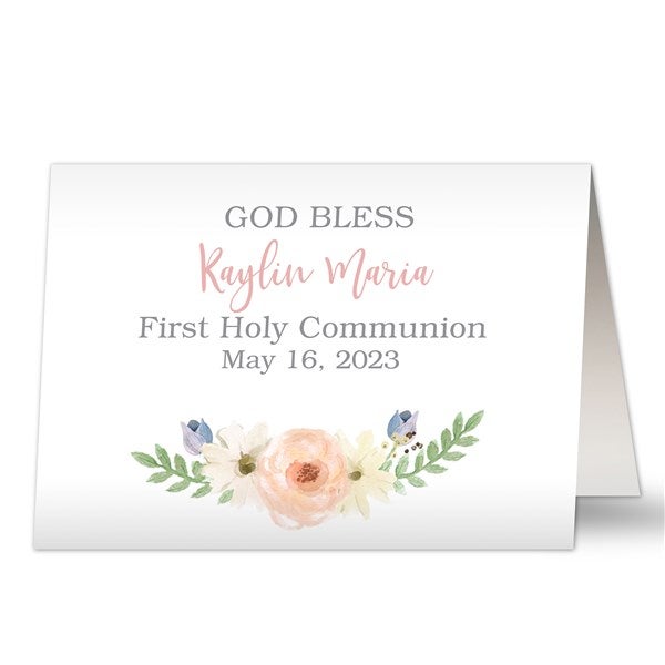 Floral First Communion Personalized First Communion Cards
