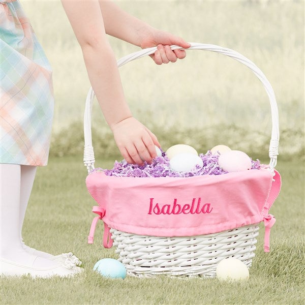 Personalized White Easter Basket With Drop-Down Handle