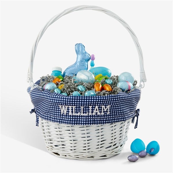 Personalized White Easter Basket With Drop-Down Handle