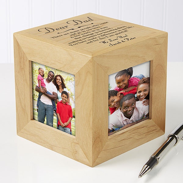 Personalized Wood Photo Cube With Dad Poem