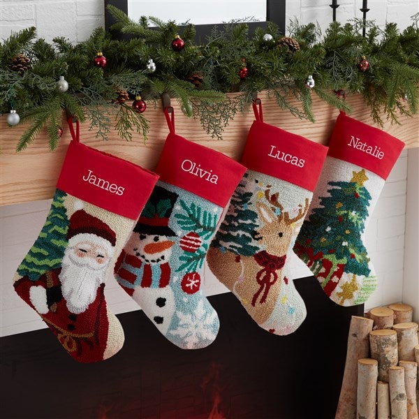 Classic Character Embroidered Hooked Christmas Stockings