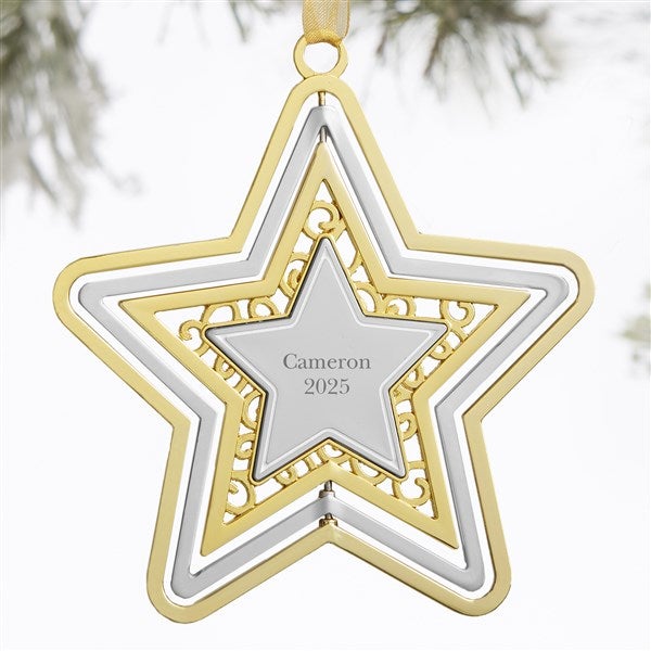 Signature Star Engraved Spinning Metal Ornament
