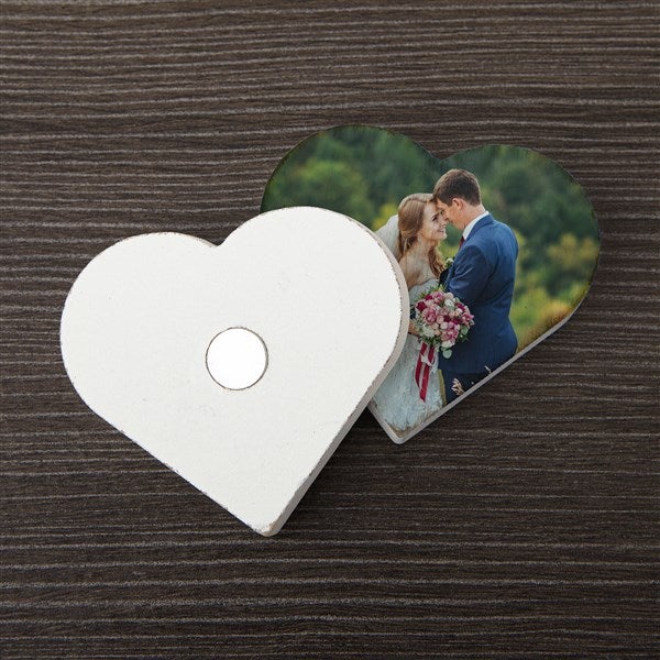 Personalized Photo Heart Wood Magnet
