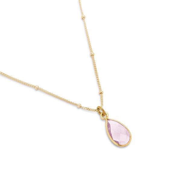 Custom Gold Teardrop Birthstone Necklace - 1 Stone