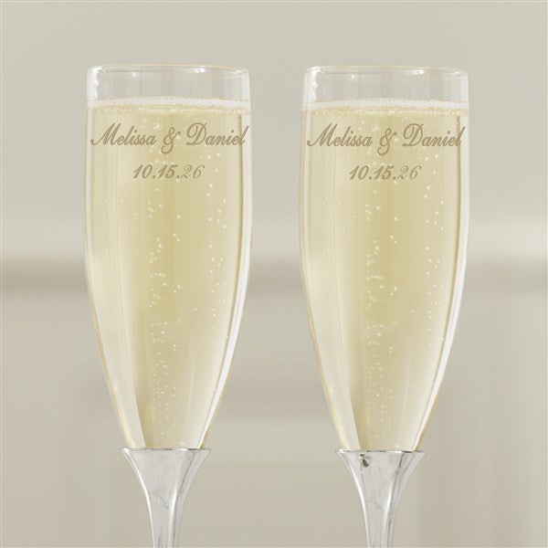 Classic Personalized Silver Wedding Flute Set