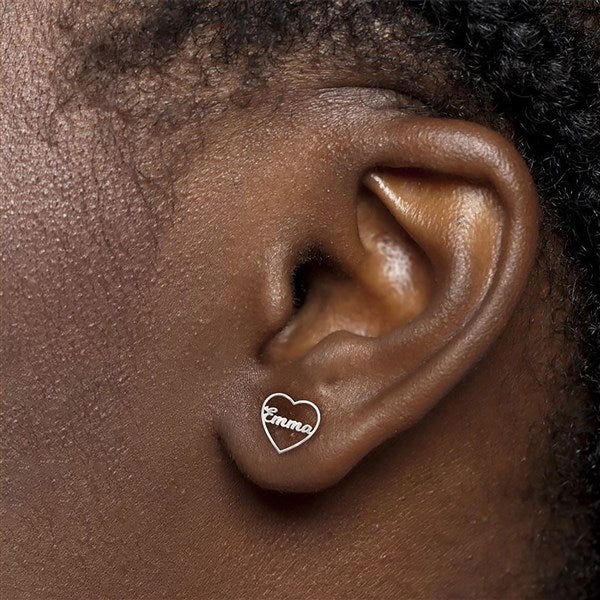 Personalized Heart Script Name Earrings