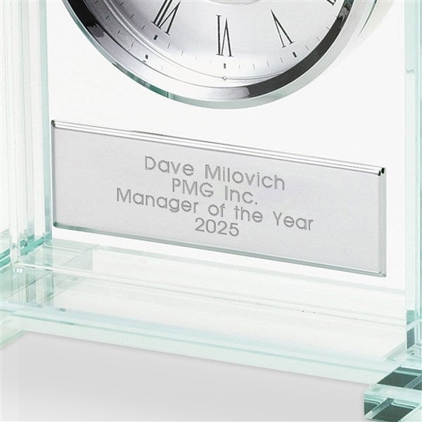 Engraved Recognition Jade Glass Clock Award