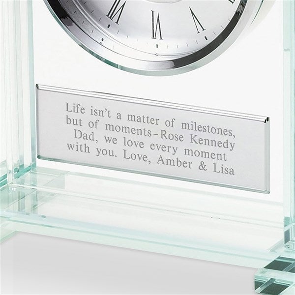 Engraved Jade Glass Desk Clock