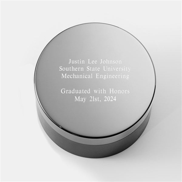 Engraved Graduation Gunmetal and Acacia Wood Keepsake Box