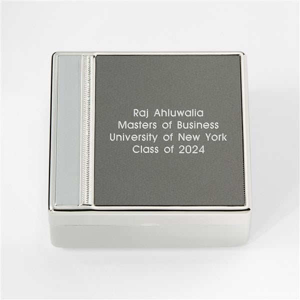 Engraved Graduation Keepsake Box Silver and Gunmetal