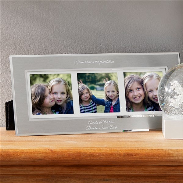 Engraved Family and Friends Flat Iron Three Picture Frame