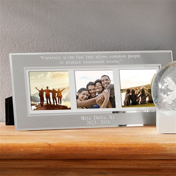Engraved Flat Iron Three Picture Frame for Him
