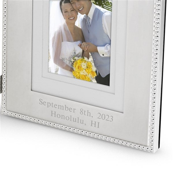 Engraved Beaded Anniversary Double Photo Picture Frame