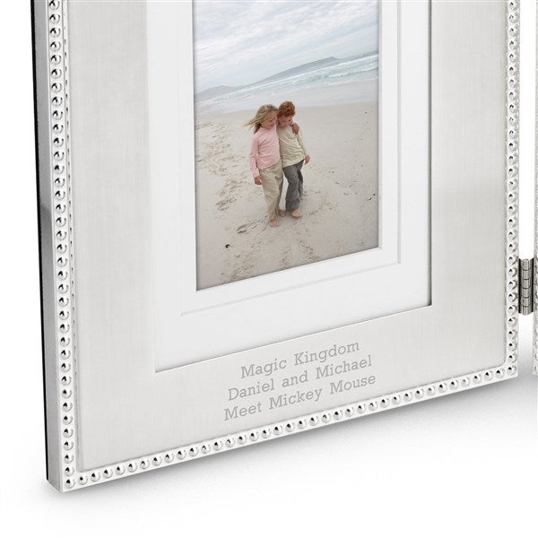 Engraved Beaded Family Double Picture Frame