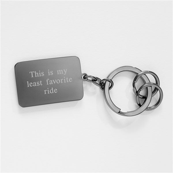 Engraved Gunmetal Stepped Edge Keychain