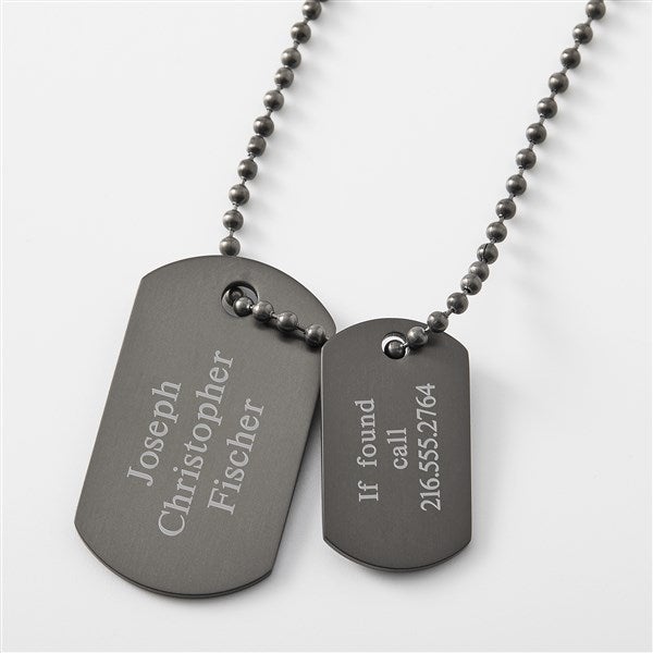 Engraved Kids Gunmetal Double Dog Tag