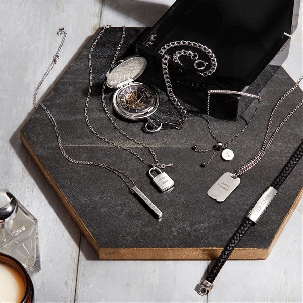 Personalized Skeleton Pocket Watch and Box for Him